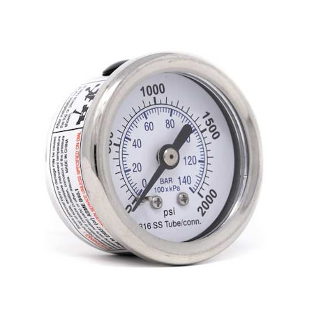 Pic Gauges Industrial Pressure Gauge, 0 to 2000 psi, 1/8 in MNPT PRO ...