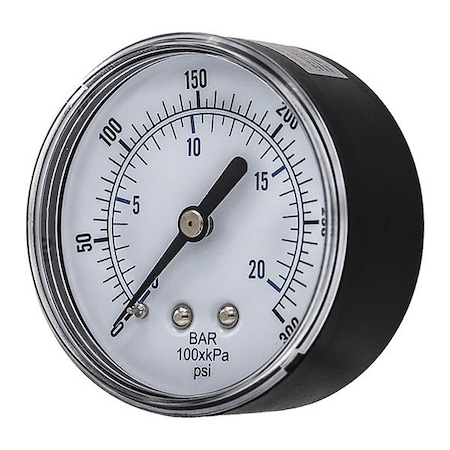 Pic Gauges Industrial Pressure Gauge, 0 to 300 psi, 2 1/2 in Dial, 1/4 ...
