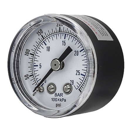 Pic Gauges Industrial Pressure Gauge, 0 to 400 psi, 1 1/2 in Dial, 1/8 ...