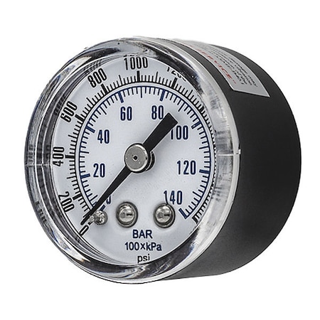 Pic Gauges Industrial Pressure Gauge, 0 to 2,000 psi, 1 1/2 in Dial, 1/ ...