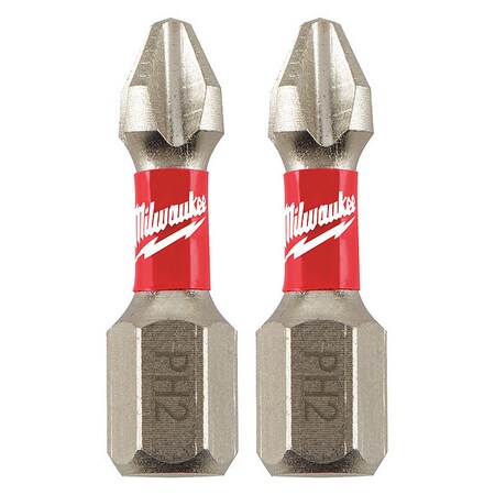 Milwaukee Tool Insert Bit, PH2 Tip, 1" L Overall, PK2 48-32-3412 | Zoro