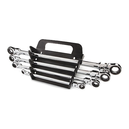 Long Flex Ratcheting Box End Wrench Set 4 Pc. 5 16 3 4 in. Holder
