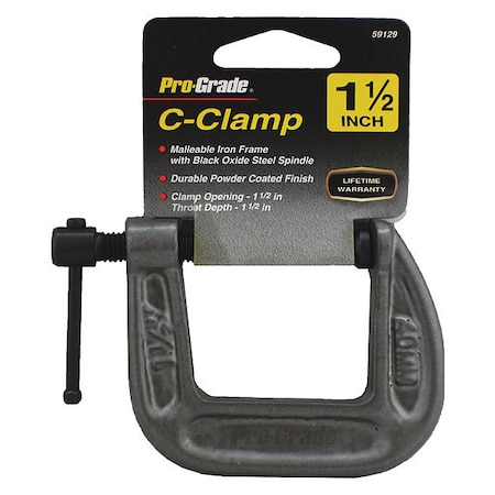 Pro-Grade Tools C-Clamp (Deep, Throat) 1-1/2x1-1/2" 59129 | Zoro