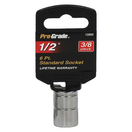 Pro-Grade Tools Socket, 3/8"Dr., 6Pt., 1/2" 13203 | Zoro