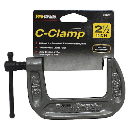 Pro-Grade Tools C-Clamp, 2, 1/2x1-3/8" 59132 | Zoro