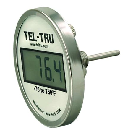 Tel-Tru Digital Dial Thermometer, 4" Stem L, SS ND5BB09111-P22046 | Zoro