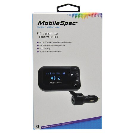 Mobilespec Transmitter, FM, Plastic, Black MBS13203 | Zoro