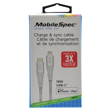 Mobilespec Standard USB Cable, White, 6ft L MBS06901 | Zoro