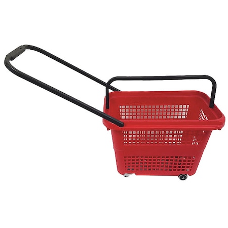 Shopping Basket Rolling Hand Basket, PP, Red, 14 11/64 in 114325ROJ0 | Zoro