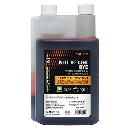 Tracerline UV Leak Detection Dye, 32 oz. Size TP3400-32 | Zoro