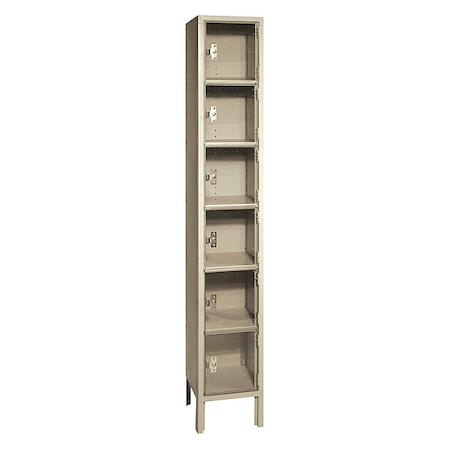 Lyon Box Locker, (1) Wide, (6) Tier, Steel, Beige, Powder Coated Finish ...