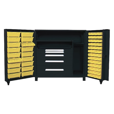 Lyon Extra-Heavy Duty Bin Cabinet, 70 Bins KK1102F | Zoro