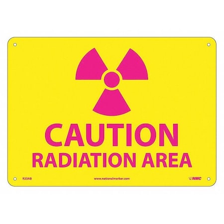Nmc Caution Radiation Area Sign, 10 in Height, 14 in Width, Aluminum ...