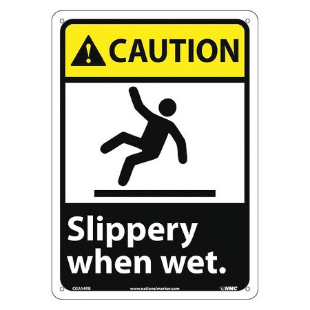 Nmc Caution Slippery When Wet Sign, CGA14RB CGA14RB | Zoro