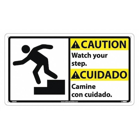 Nmc Caution Watch Your Step Sign - Bilingual, CBA6R CBA6R | Zoro