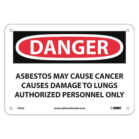 Nmc Danger Asbestos May Cause Cancer Sign, D22A D22A | Zoro