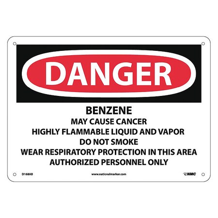 Nmc Benzene Cancer Hazard Flammable No Smoki, 10 in Height, 14 in Width ...