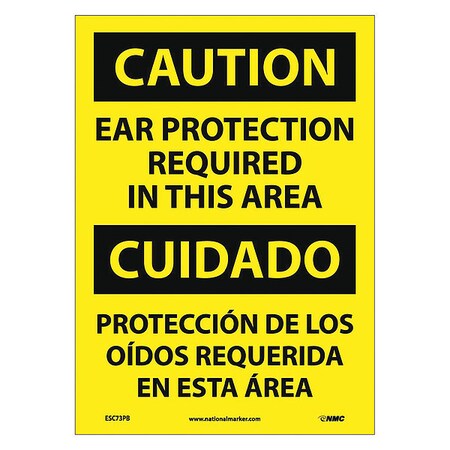 Nmc Caution Ear Protection Required Sign, Bil, 14 in Height, 10 in ...