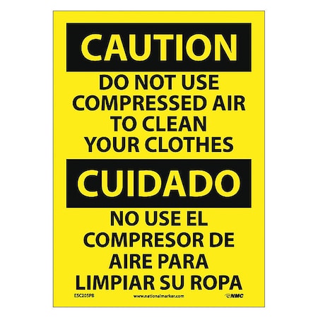 Nmc Caution Do Not Use Compressed Air Sign - Bilingual, ESC205PB ...