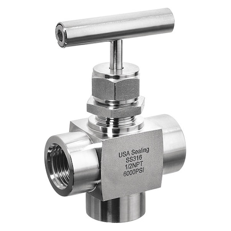 Usa Industrials Needle Valve, Angled Fitting Style, 316 SS ZUSA-VLV-101 ...
