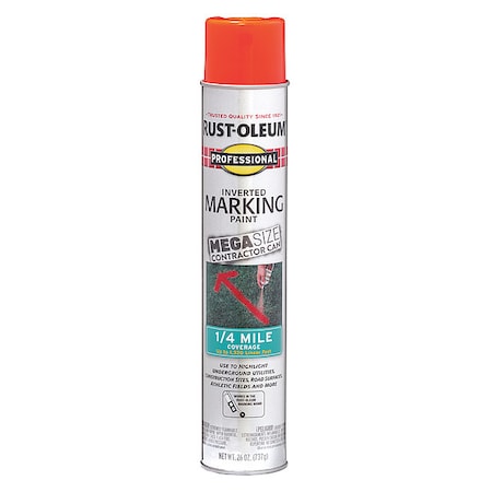 Rust-Oleum Inverted Marking Paint, 26 oz., Fluorescent Red/Orange ...