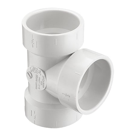 Zoro Select PVC Bull Nose Tee, Socket, 4 in Pipe Size P441-040 | Zoro