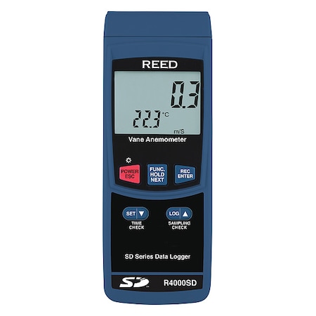 Reed Instruments Anemometer, 79 to 5,906fpm, 32 to 122F R4000SD | Zoro