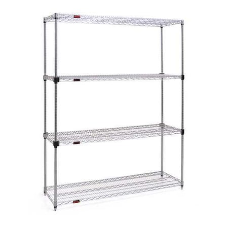 Eagle Group Wire Shelving Unit, 24"D x 72"W x 74"H, 4 Shelves, Silver ...
