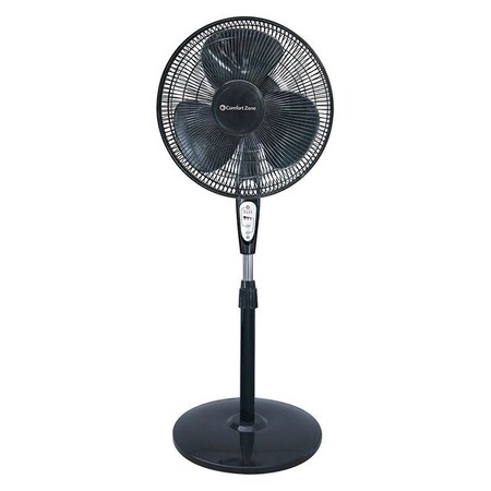 Comfort Zone Pedestal Fan, Oscillating, Black 123746 | Zoro