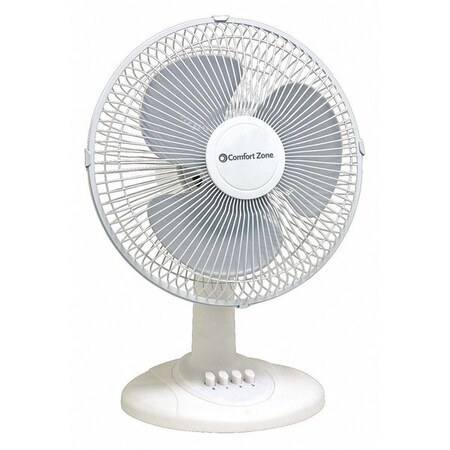 Comfort Zone Table & Floor Fan, Oscillating, 3 Speeds, White 123718 | Zoro