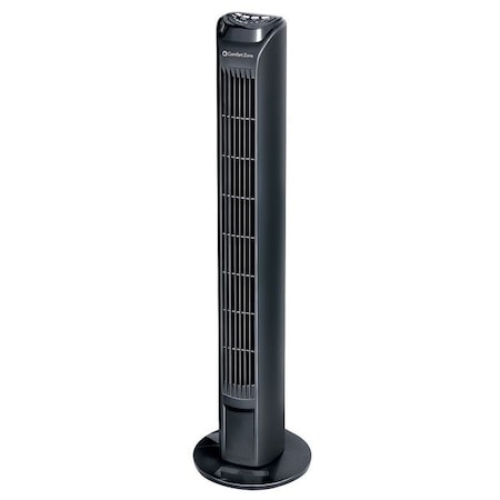 Comfort Zone 31" Blade Dia Tower Fan, Oscillating, Black, Remote ...
