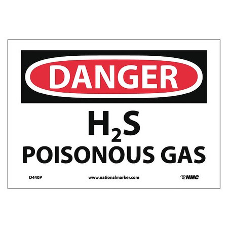 Nmc Danger H2S Poisonous Gas Sign, D440P D440P | Zoro