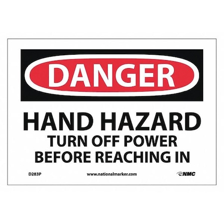 Nmc Danger Hand Hazard Turn Off Power Sign, D283P D283P | Zoro
