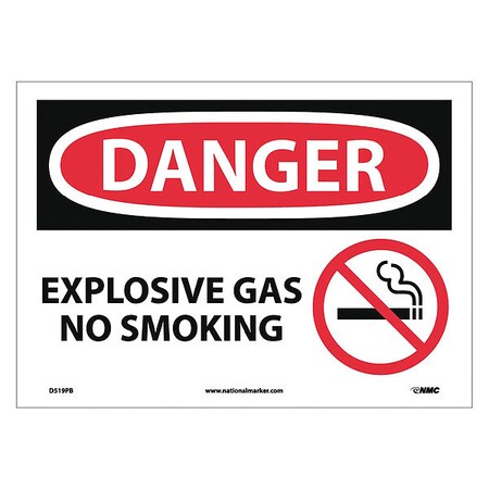 Nmc Danger Explosive Gas No Smoking Sign, D519PB D519PB | Zoro