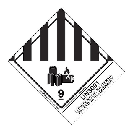 Labelmaster UN3091 Lithium Metal Battery, PK500, HSNLB5600 HSNLB5600 | Zoro