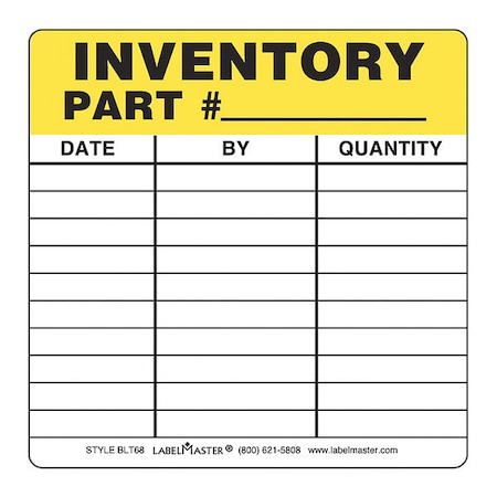 Labelmaster Inventory Part Number Label, PK500 BLT68 | Zoro