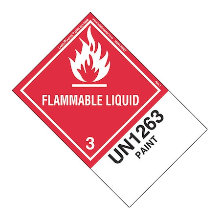 Labelmaster Flammable Liquid Label, UN1263, PK500 HSN1700ET | Zoro