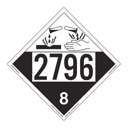 Labelmaster Corrosive Placard, UN 2796, PK25 ZT4-2796 | Zoro