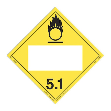 Labelmaster Oxidizer Placard, Blank, Perma, PK25 ZVP6 | Zoro