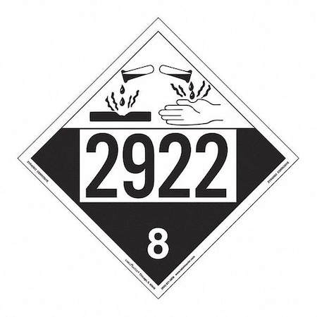 Labelmaster Corrosive Placard, UN 2922, PK25 ZVR42922 | Zoro