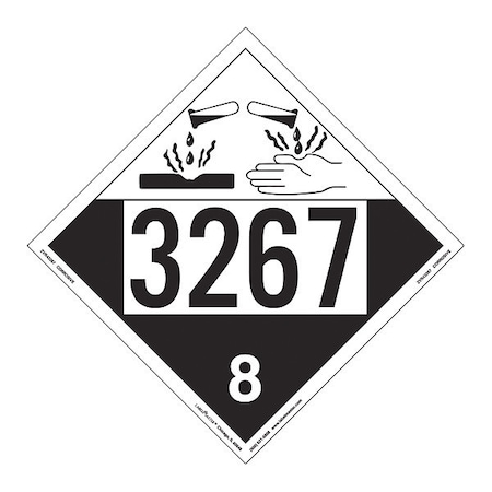 Labelmaster Corrosive Placard, UN 3267, PK25 ZVR43267 | Zoro
