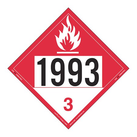 Labelmaster Combustible Liquid Placard, UN1993, PK25 ZVR91993 | Zoro