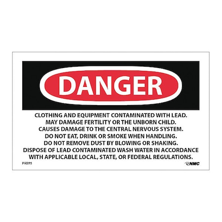 Nmc Danger Lead Containing Hazardous Waste Hazard Warning Label PRD75 ...