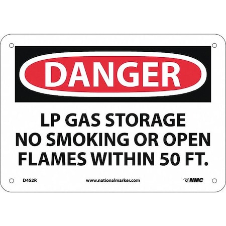 Nmc Danger Lp Gas Storage No Smoking Sign, D452R D452R | Zoro