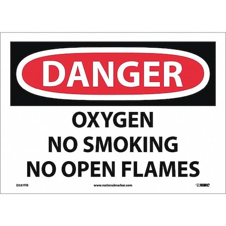 Nmc Danger Oxygen No Smoking No Open Flames Sign, D597PB D597PB | Zoro