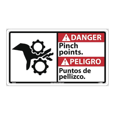 Nmc Danger Pinch Points Sign - Bilingual DBA9R | Zoro