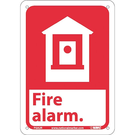 Nmc Fire Alarm Sign, 10 in Height, 7 in Width, Rigid Plastic FGA2R | Zoro