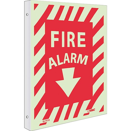 Nmc Fire Alarm Sign, 12 in Height, 9 in Width, Glow Rigid GLTV18 | Zoro