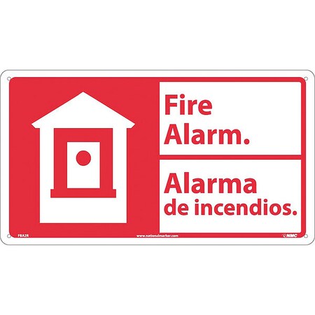 Nmc Fire Alarm Sign - Bilingual, 10 in Height, 18 in Width, Rigid ...