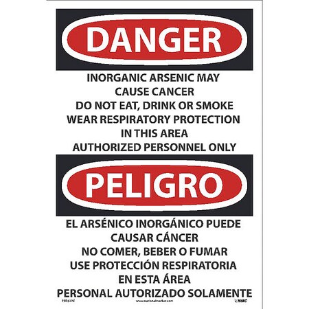 Nmc Inorganic Arsenic May Cause Cancer Sign - Bilingual, ESD32PC ...